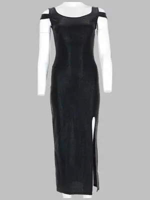 JOSHE Cut-out Shoulder Maxi Dress With Slit