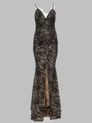 JOSHE Lace Maxi Dress With Slit - Black