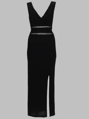 JOSHE Chic Midi Dress With Sheer Waistband And High Slit