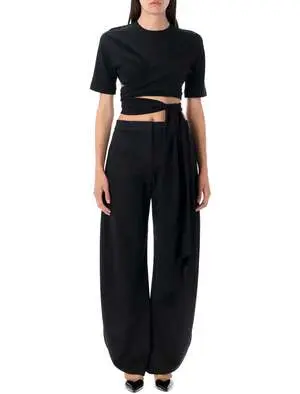 Alaïa Wrap Cropped Top And Wide-leg Pants Set