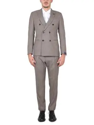 LARDINI Double-breasted Checked-pattern Suit