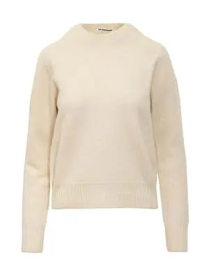 JIL SANDER Crew Neck Wool Pullover - Cornsilk