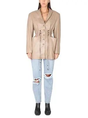 THE MANNEI Irbid Lambskin Blazer Dress - Beige