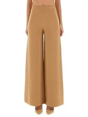 Max Mara Wool And Cashmere-blend Wide-leg Pants - Beige