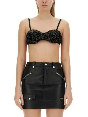 Moschino Sequined Cropped Top - Black