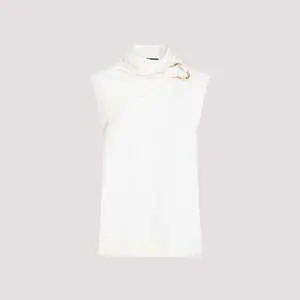 JIL SANDER Hardware Detail Knitted Tank Top - White