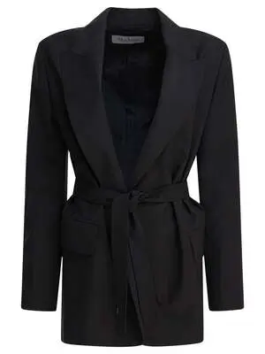 Max Mara Talento Belted Wool-canvas Blazer