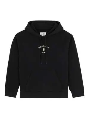 MAISON MARGIELA Cotton Hoodie With Central Logo And Sophisticated Ribbed Edges - Nero