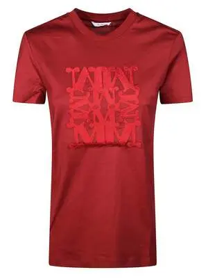 Max Mara Red Embellished Crewneck T-shirt - Rosso