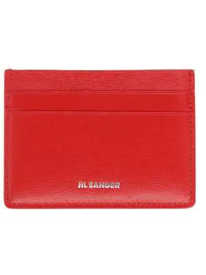 JIL SANDER Elegant Mini Black Calfskin Leather Wallet - Red