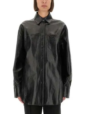 Sportmax Oversized Nappa Leather Shirt - Black
