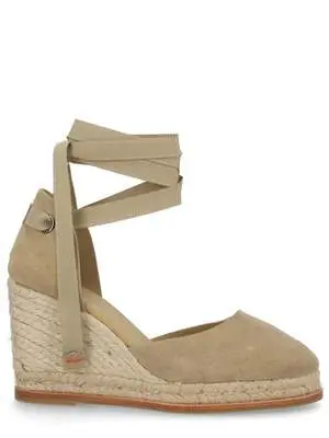 CastaÑer Suede-style Espadrille Wedge Sandal With Ankle Wrap