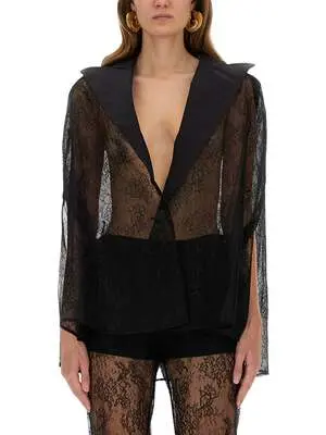 Nina Ricci Lace Blazer-inspired Cape - Black