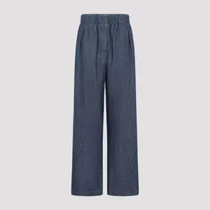 JIL SANDER Cotton Wide Leg Elasticated Trousers