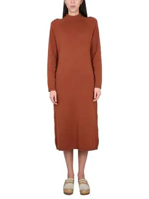 ALYSI High Neck Raglan Sleeve Wool Dress