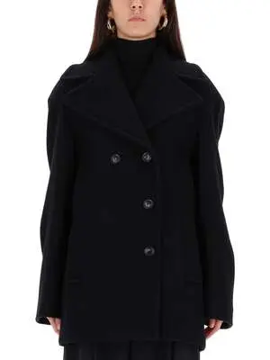Sportmax Adamo Double Breasted Tailored Virgin Wool Blazer - Black
