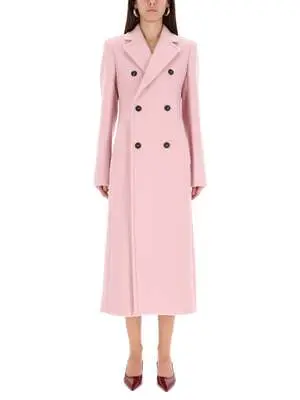 Sportmax Adamo Double Breasted Tailored Virgin Wool Blazer - Pink