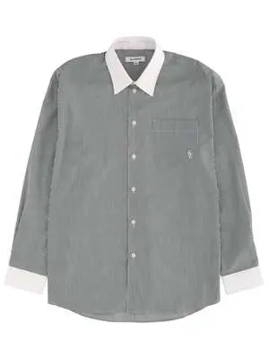 Sporty & Rich Oversized Logo Striped Cotton Shirt