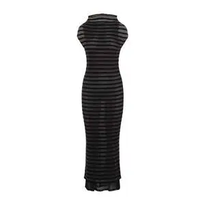 JEAN PAUL GAULTIER Striped Ribbed Maxi Dress - Black