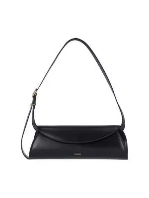 JIL SANDER JIL SANDER Large Cannolo Leather Shoulder Bag Black