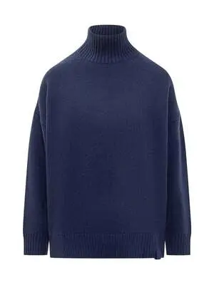Victoria Beckham Victoria Beckham High-Neck Wool-Cashmere Pullover Navy