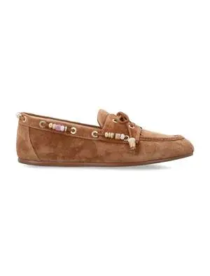 STUART WEITZMAN Flat Sandals With Beading And Tie Fastening - Brown