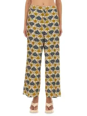 Max Mara Printed Silk Wide-leg Pants