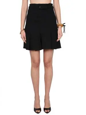 PATOU Pleated Skirt With Belted Waist - Black