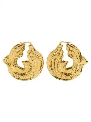 Nina Ricci Twisted Brass Hoop Earrings - Gold