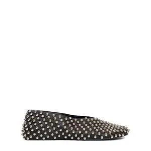 JIL SANDER Leather Studded Flat Slip-on Shoes