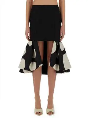 Nina Ricci Double-flounce Polka Dot Midi Skirt
