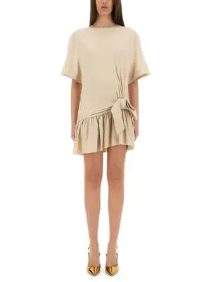 Rabanne Tie-detail Ruffle Dress - Beige