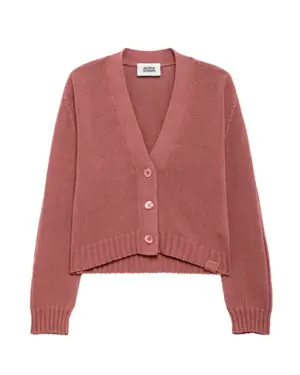 Alpha Studio Ribbed Cotton V-neck Cardigan - Cipolla