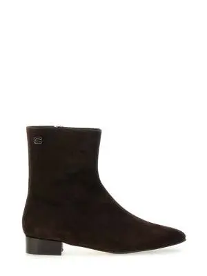 CAREL Aiglon Zip Suede Ankle Boots - Brown