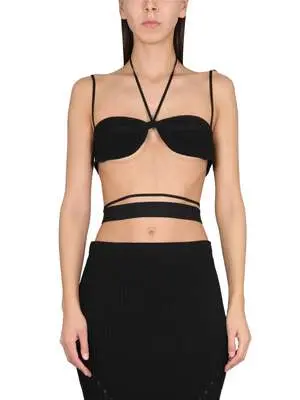 ANDREĀDAMO Lace Knit Mini Top - Black