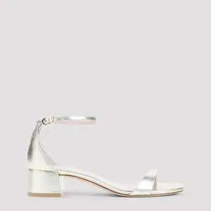 STUART WEITZMAN STUART WEITZMAN 35mm Leather Block Heel Sandals Metallic