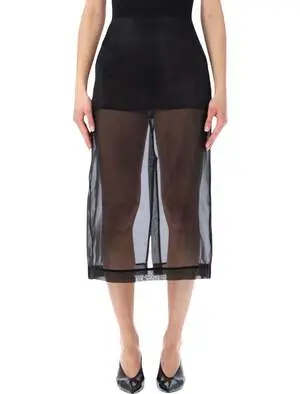 THE FRANKIE SHOP Fluid Elegance Midi Skirt With Back Slit - Black