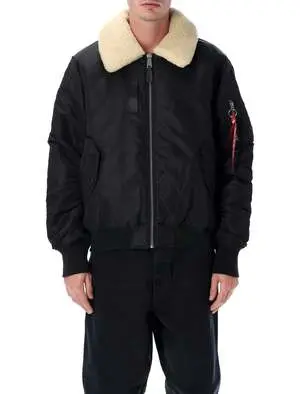 Alpha Industries B-15 Bomber Jacket With Teddy Collar - Black