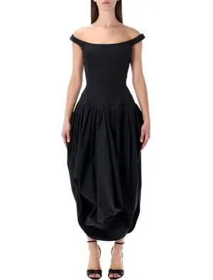 Magda Butrym Off-shoulder Gown With Draped Skirt - Black