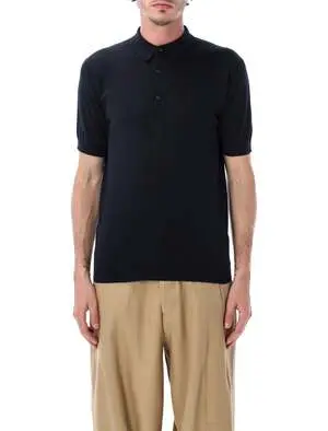 John Smedley Signature Knit Polo Shirt Size - Blue
