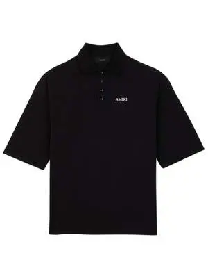 Amiri Oversized Polo Shirt With Embroidered Logo - Nero