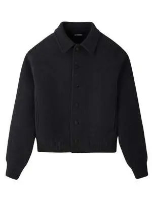 Jacquemus 100% Virgin Wool Felt Bomber Jacket - Black