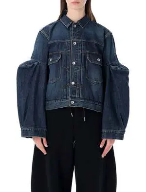 Sacai Denim X Nylon Twill Blouson Jacket - Blue