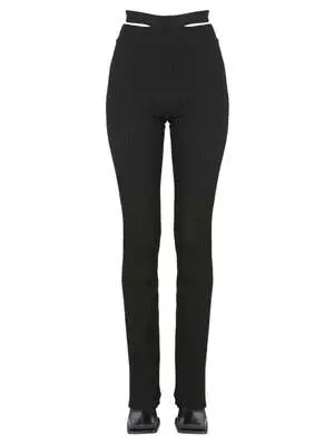 ANDREĀDAMO Ribbed Trousers With Cut-out Belt Detail - Black