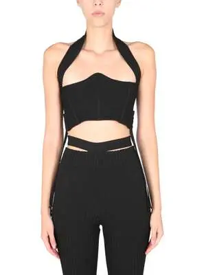 ANDREĀDAMO Ribbed Knit Corset Top
