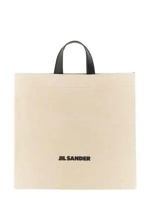 JIL SANDER Logo Print Tote Bag - Beige