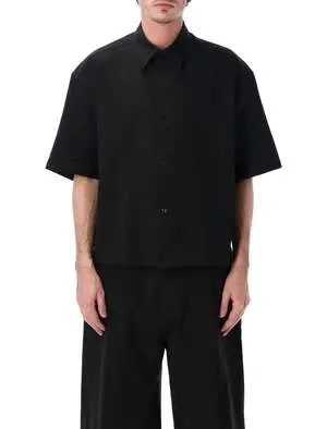 Studio Nicholson Oversized Short-sleeve Cotton-linen Shirt - Black