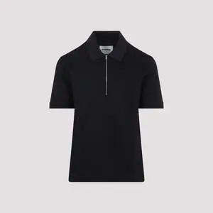 JIL SANDER Knitted Zip-up Polo Shirt - Blue