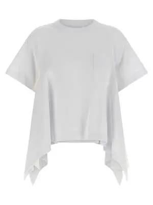 Sacai Light Weight Denim X Cotton Jersey T-shirt - Pearl
