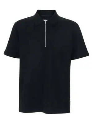 JIL SANDER Zip-front Short-sleeve Polo Shirt - Black